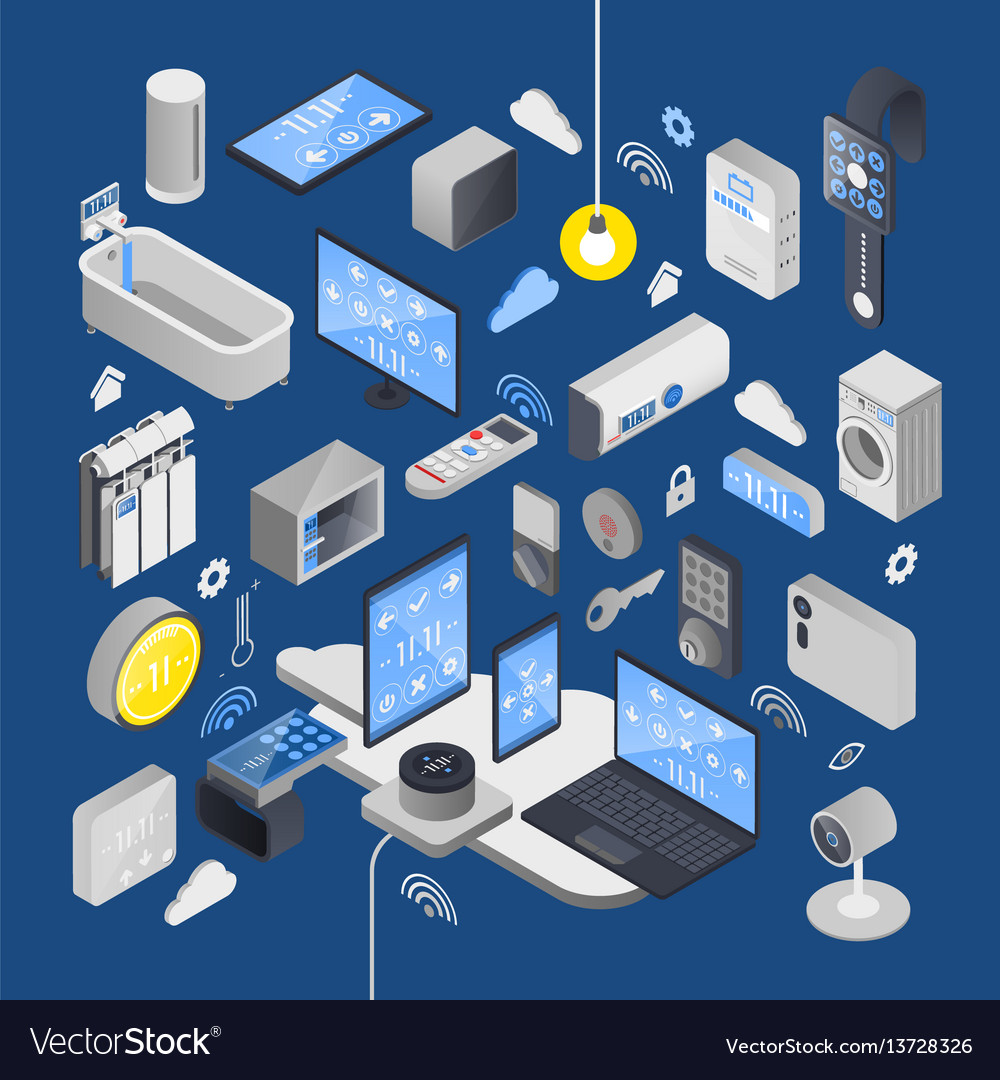 Iot internet of things isometric composition Vector Image