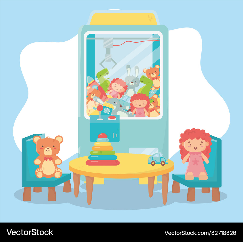 Kids toys object amusing cartoon teddy picker Vector Image