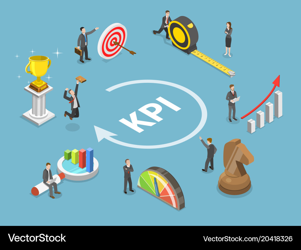 Kpi flat isometric concept Royalty Free Vector Image