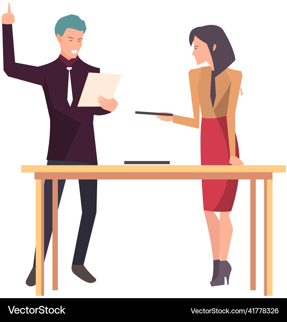 Meeting to discuss starting project business plan Vector Image