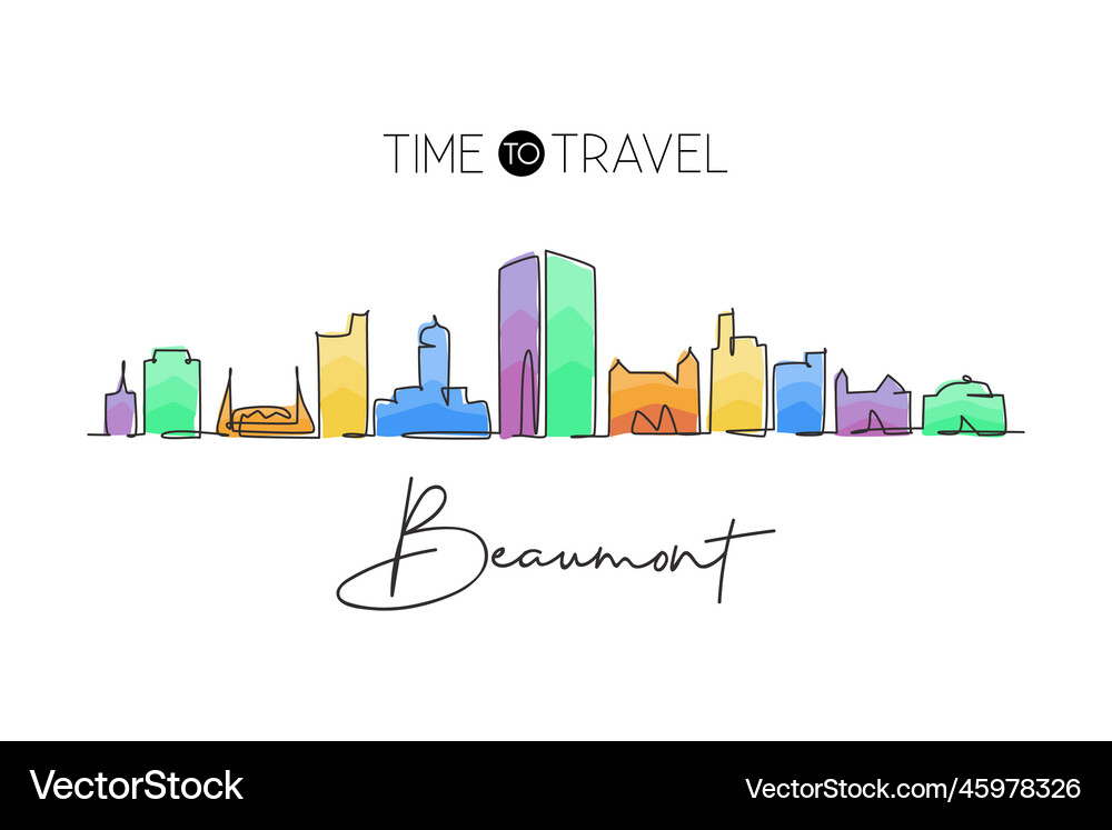 One single line drawing beaumont city skyline Vector Image