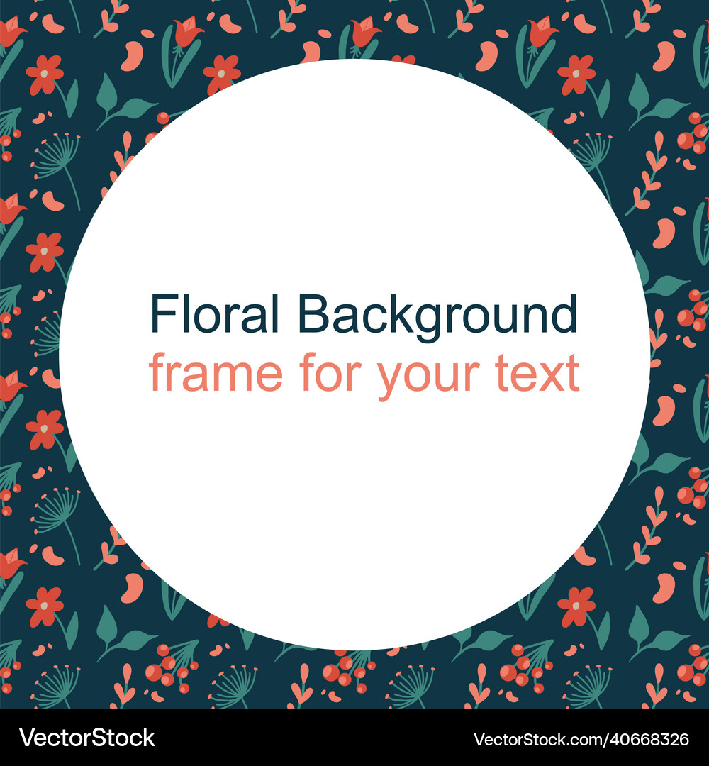 Round background floral ornament with text Vector Image