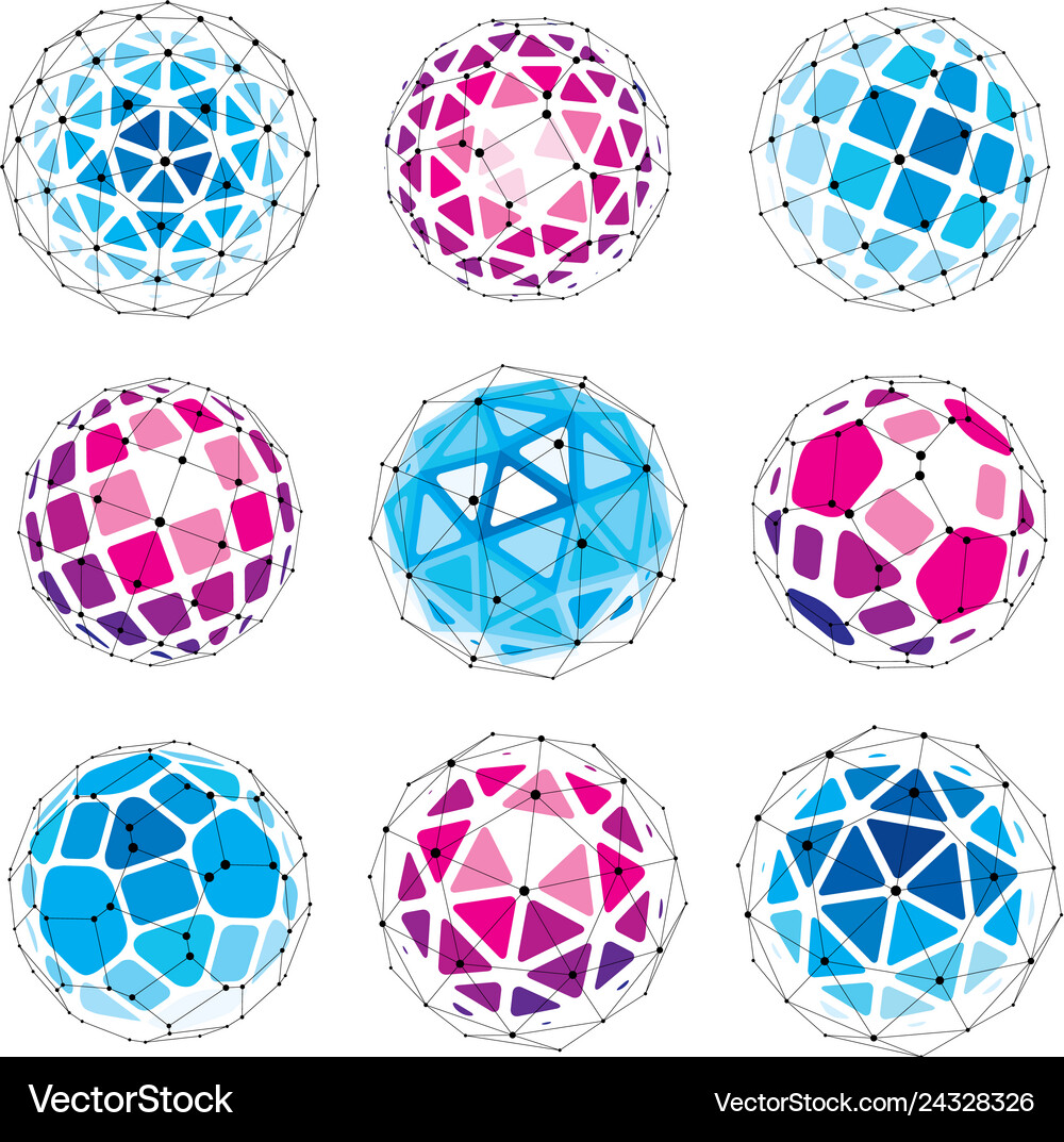 Set of perspective technology shapes polygonal Vector Image