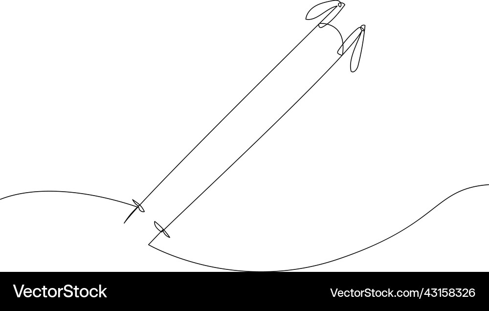 Ski poles one line art continuous line drawing Vector Image