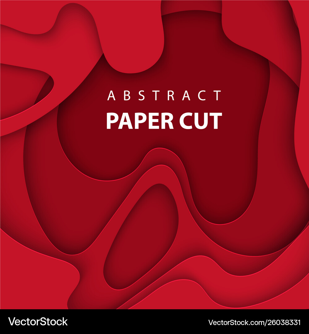 Background with deep red color paper cut shapes Vector Image