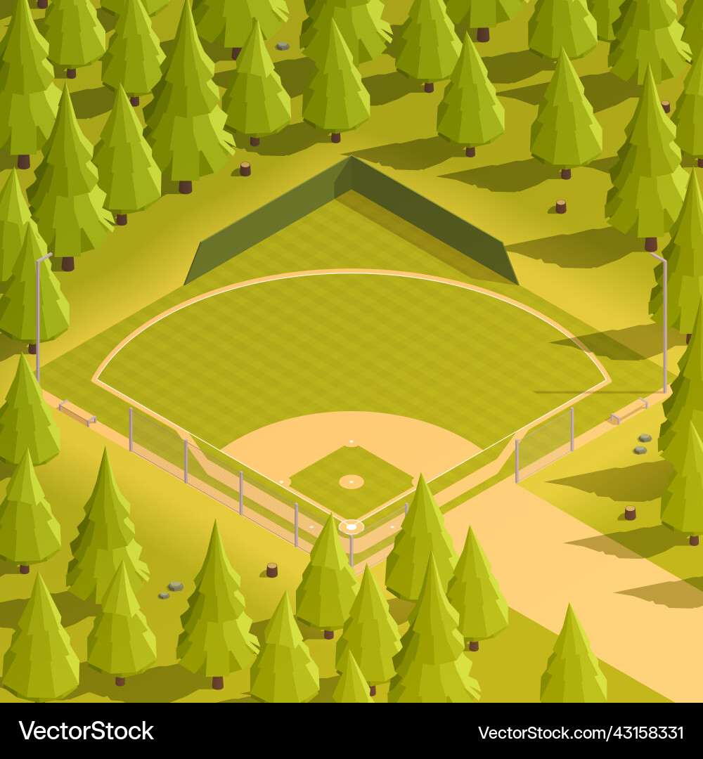 Baseball isometric composition Royalty Free Vector Image