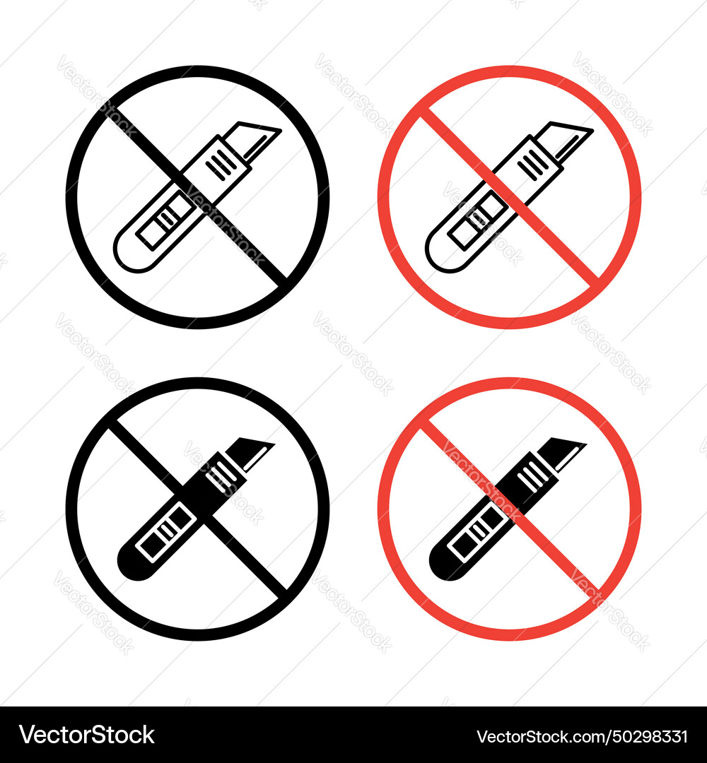 Do not cut icon set ban cutter logo symbol Vector Image