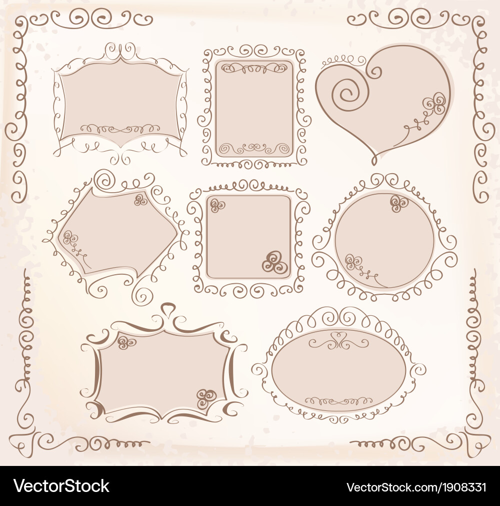 Doodle frames collection Royalty Free Vector Image