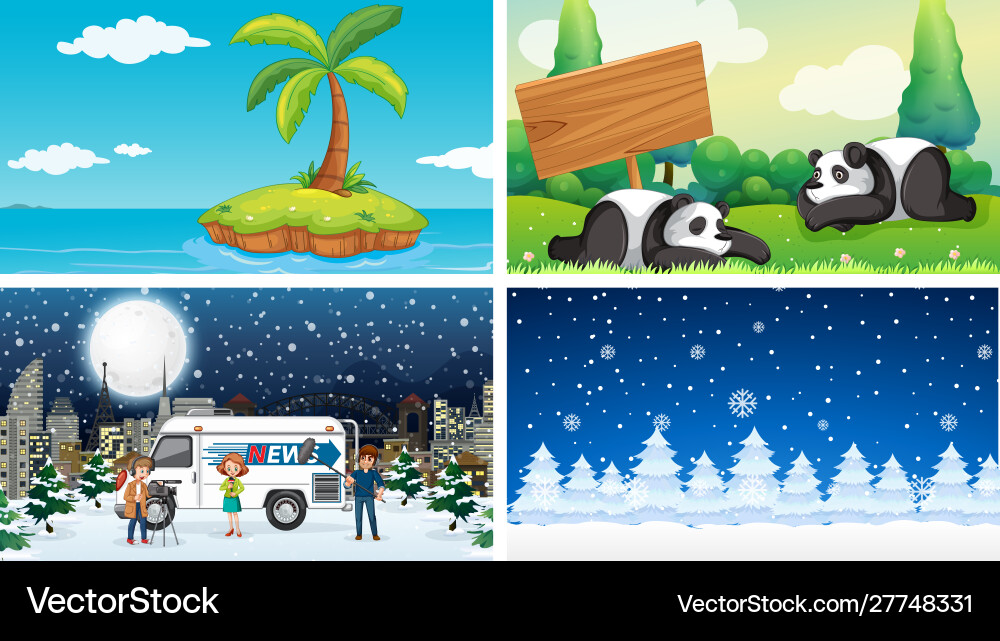 Four background scenes nature Royalty Free Vector Image