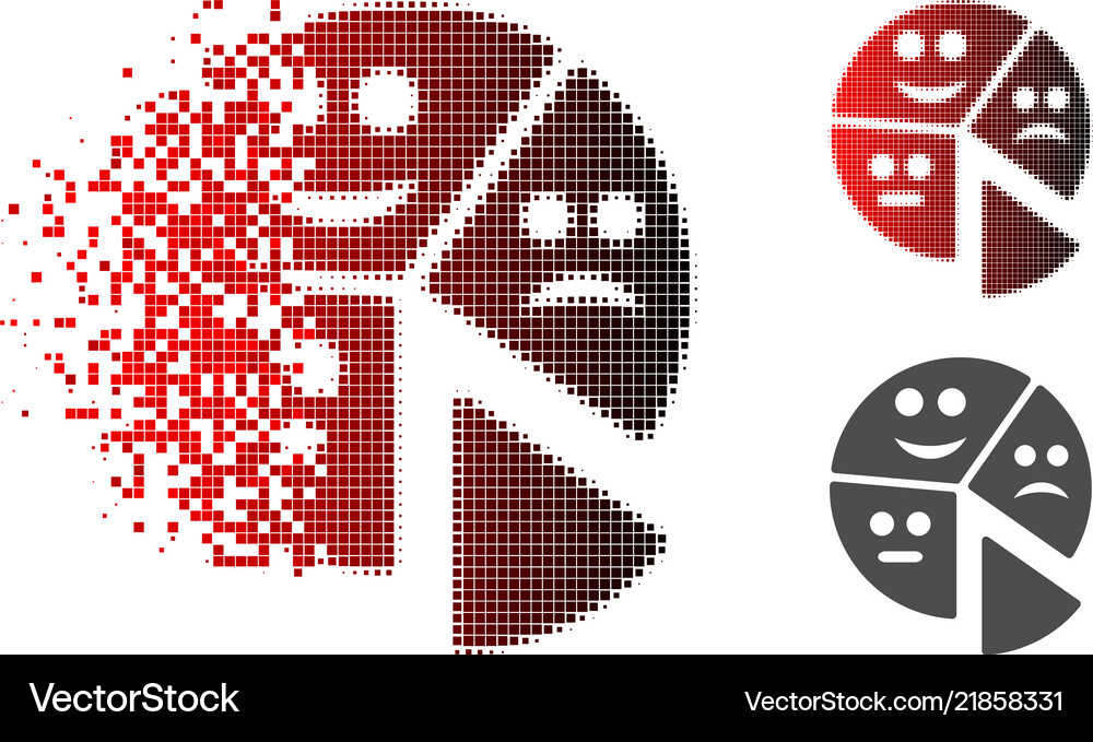 Fragmented pixelated halftone emotion pie chart Vector Image
