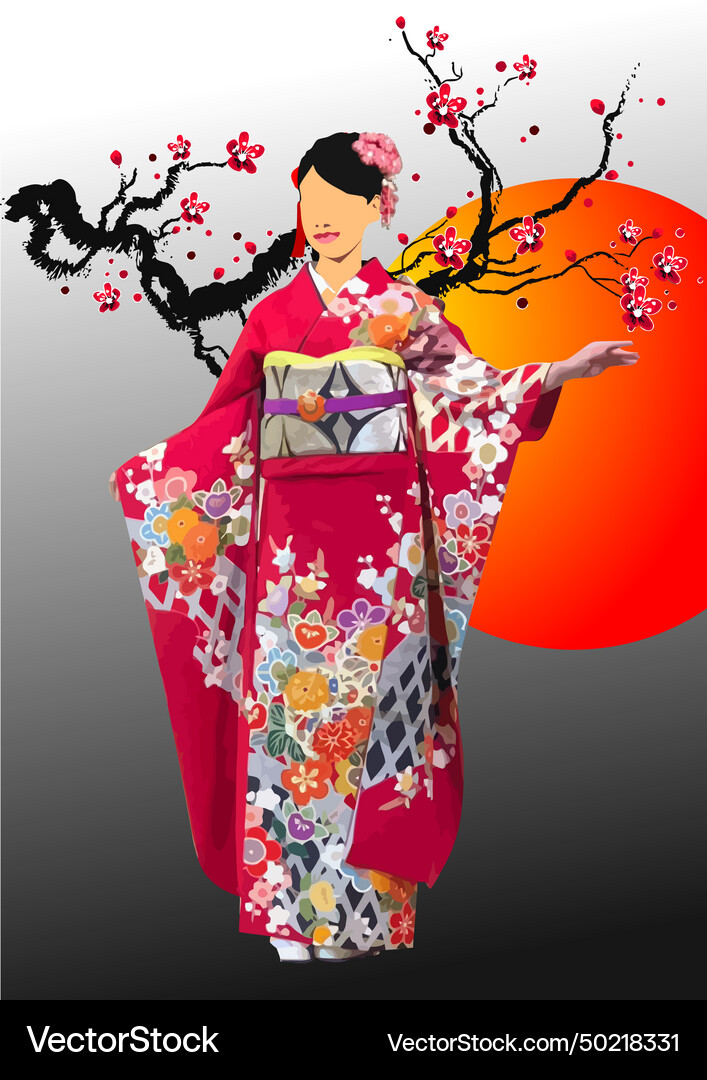 Japanese geisha color 3d Royalty Free Vector Image