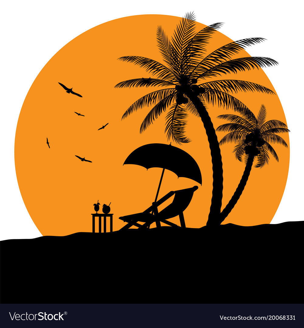 Landscape of palm tree on beach Royalty Free Vector Image