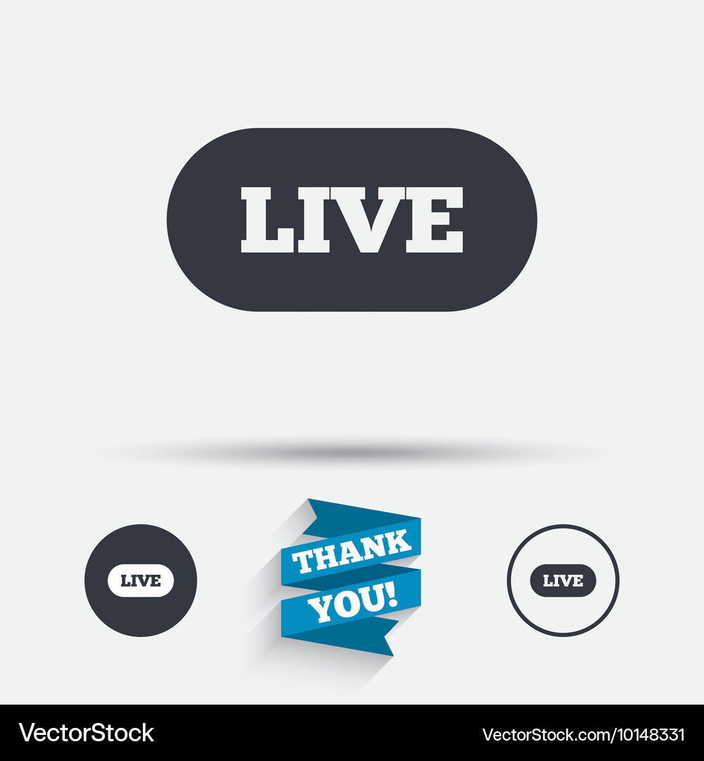 Live sign icon on air stream symbol Royalty Free Vector