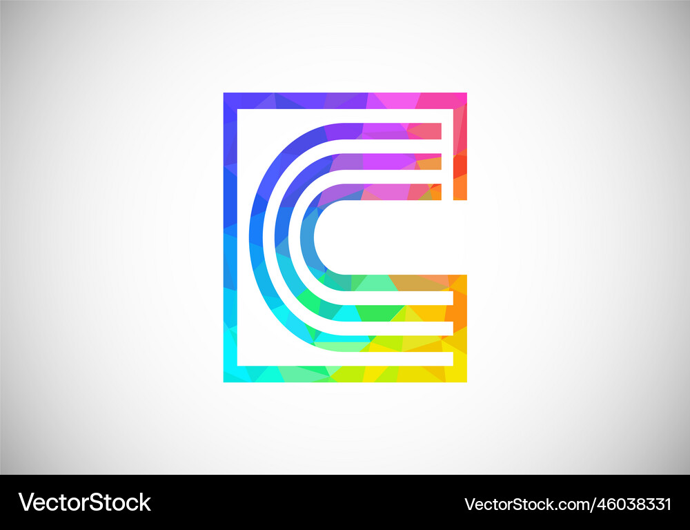 Low poly line letter c graphic alphabet symbol Vector Image