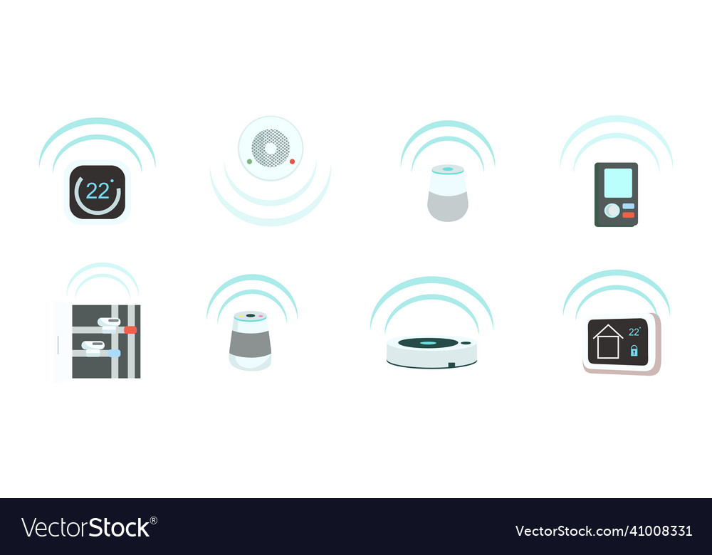 Smart devices flat color objects set intelligent Vector Image