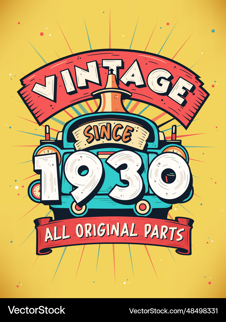 Vintage since 1930 born in birthday Royalty Free Vector