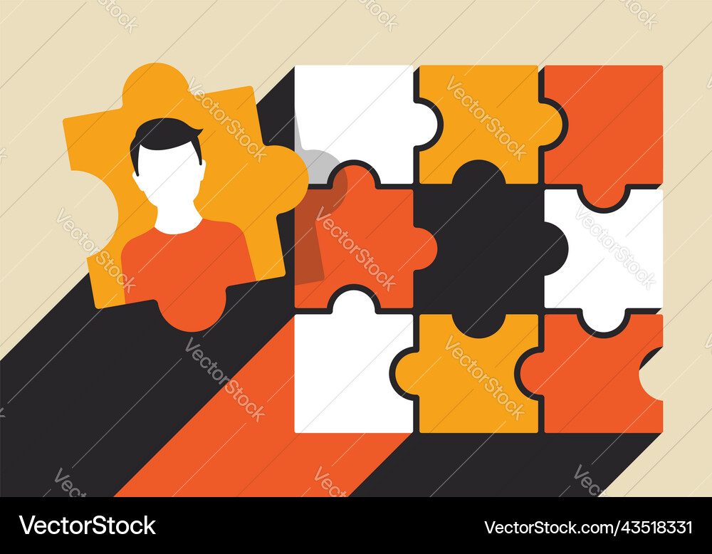 We are hiring - puzzle pieces and long shadows Vector Image