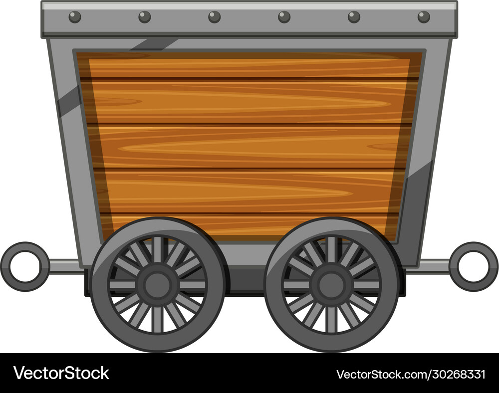 Wooden wagon with metal wheels Royalty Free Vector Image