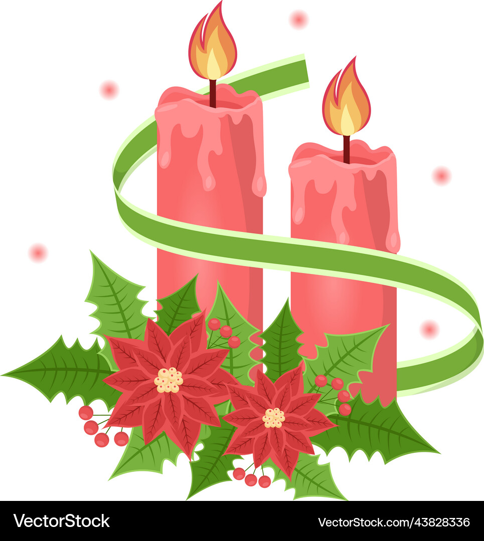 Advent Sunday: Holly & Candles Royalty Free Vector Image