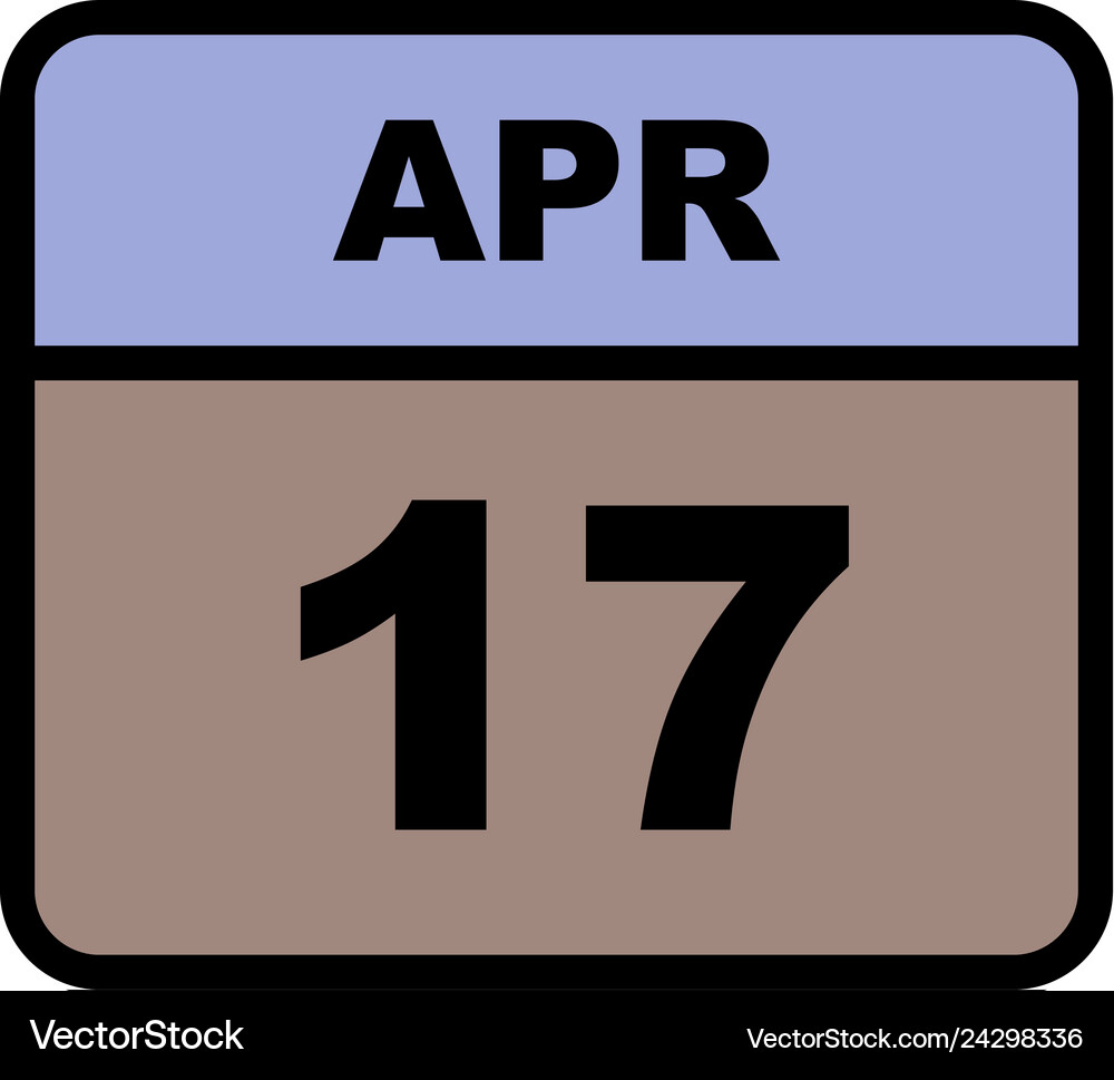 April 17th date on a single day calendar Vector Image