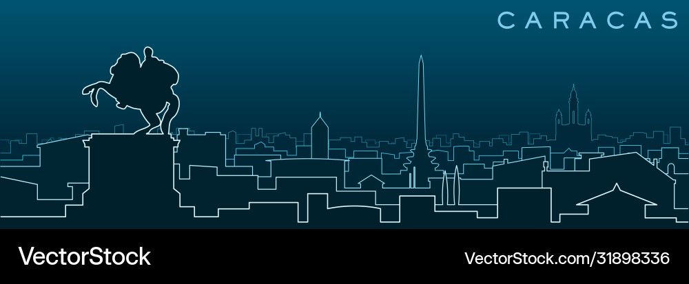 Caracas multiple lines skyline and landmarks Vector Image