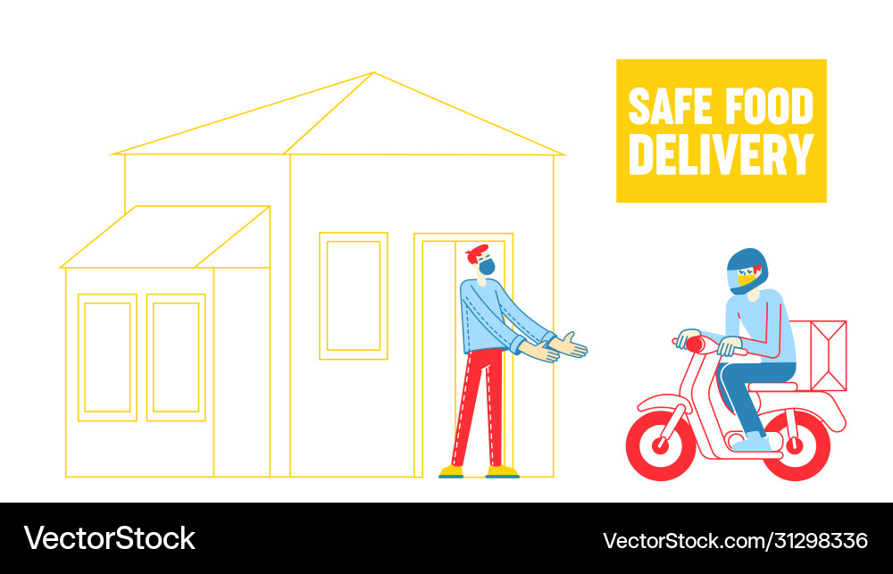 Characters safe food delivery courier character Vector Image
