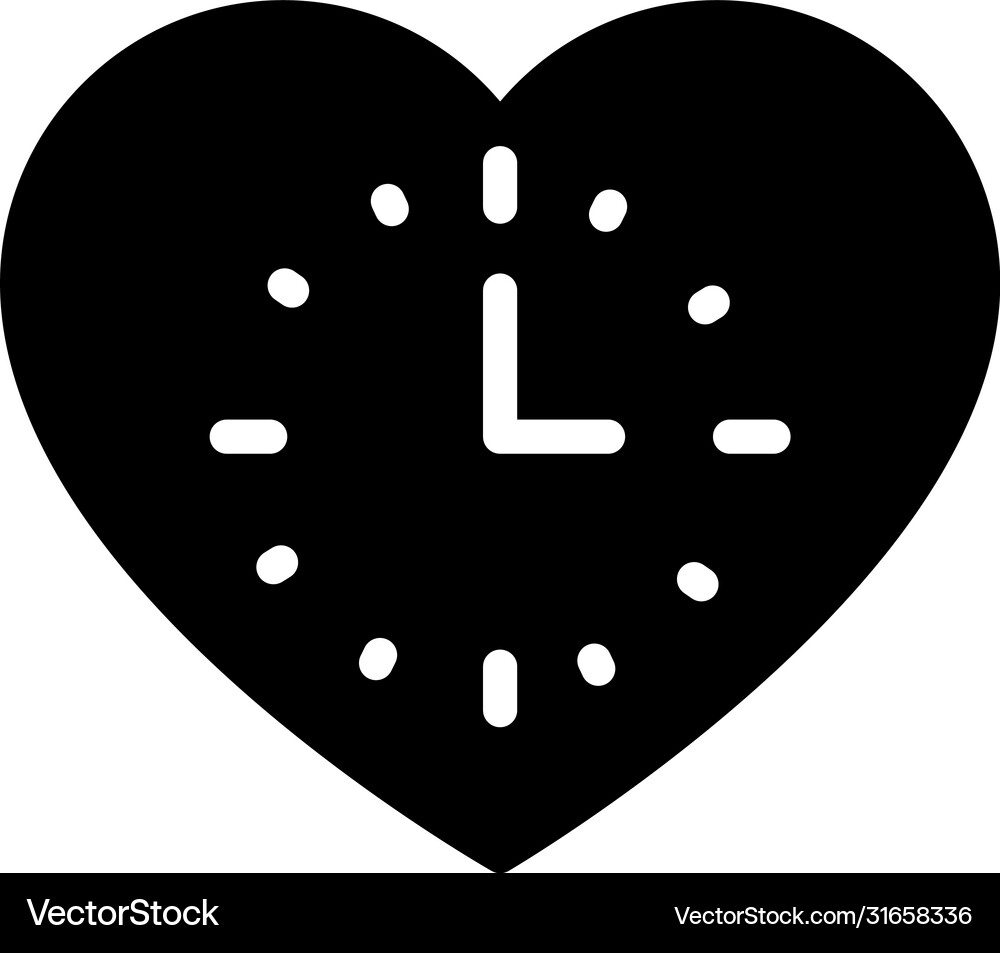 Clock in heart shape icon silhouette style Vector Image
