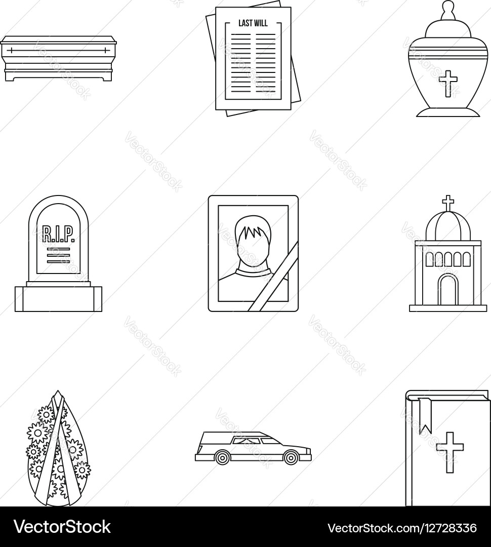 Death icons set outline style Royalty Free Vector Image