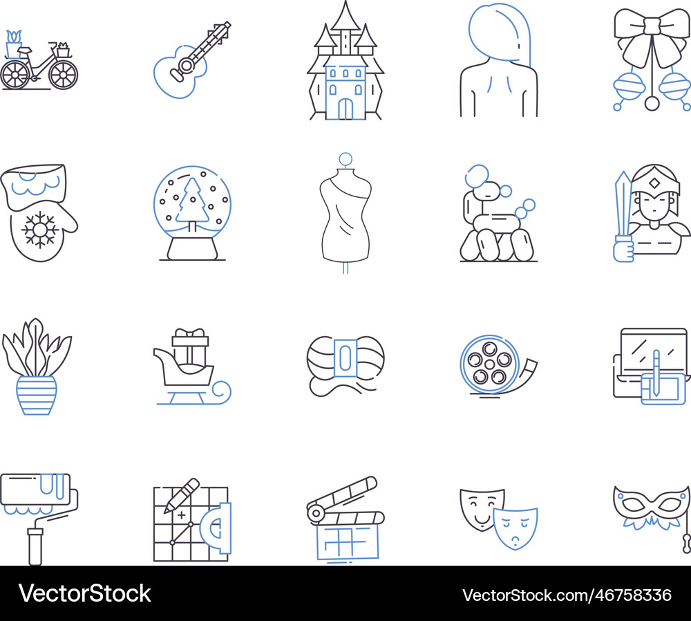 Diy projects outline icons collection crafts Vector Image