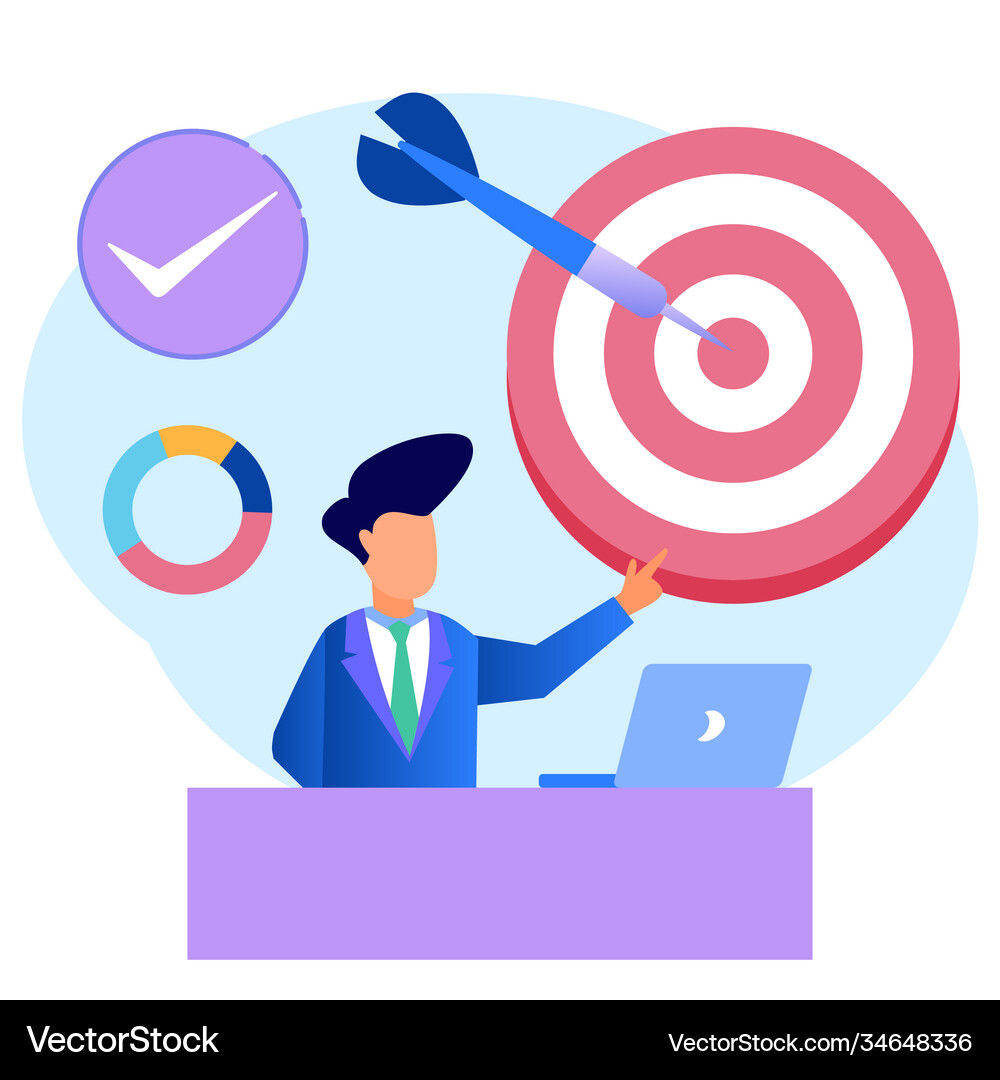 Graphic cartoon character business target Vector Image