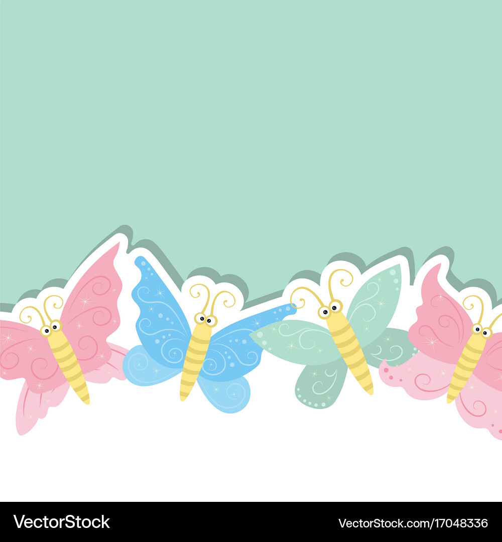 Greeting card with cute butterflies Royalty Free Vector