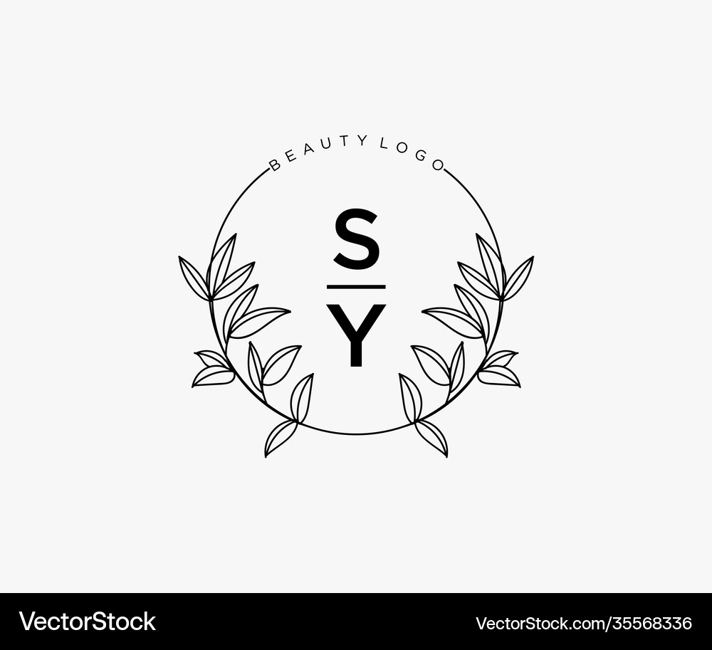 Initial sy letters beautiful floral feminine Vector Image