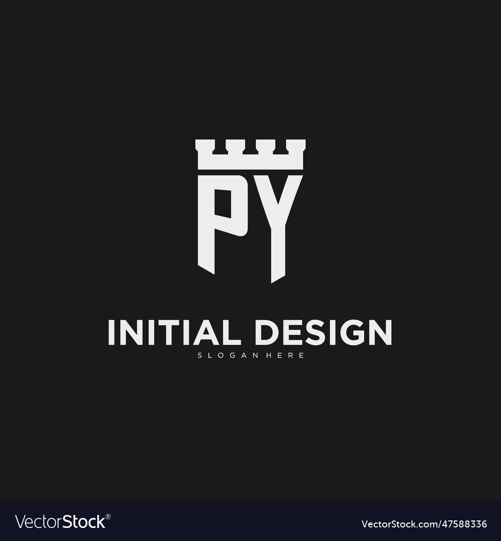 Initials py logo monogram with shield Royalty Free Vector