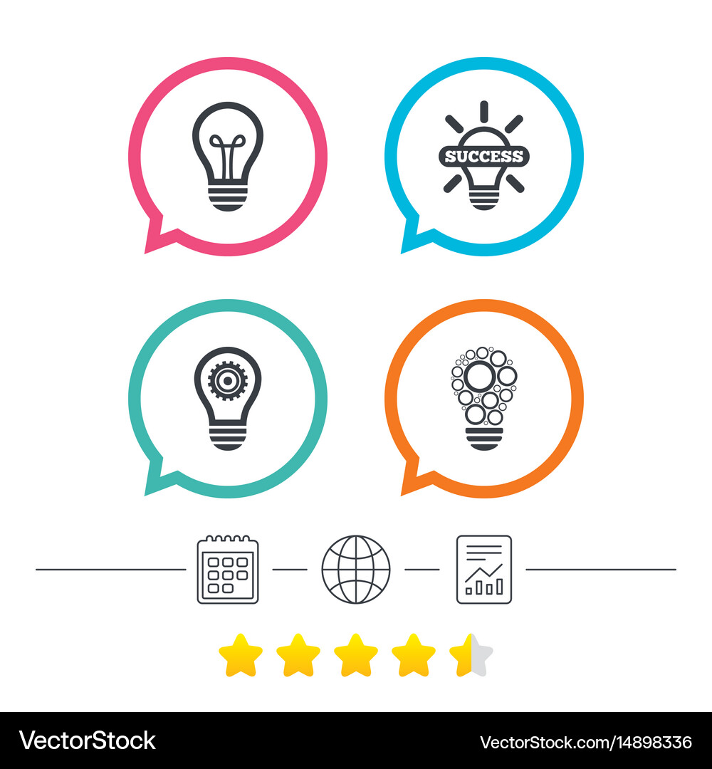 Light lamp icons energy saving symbols Royalty Free Vector
