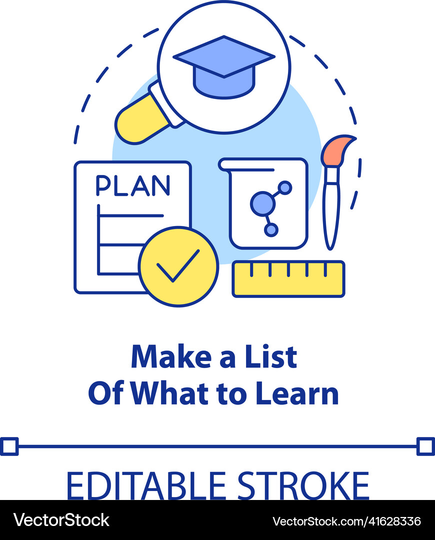 Make list of what to learn concept icon Royalty Free Vector