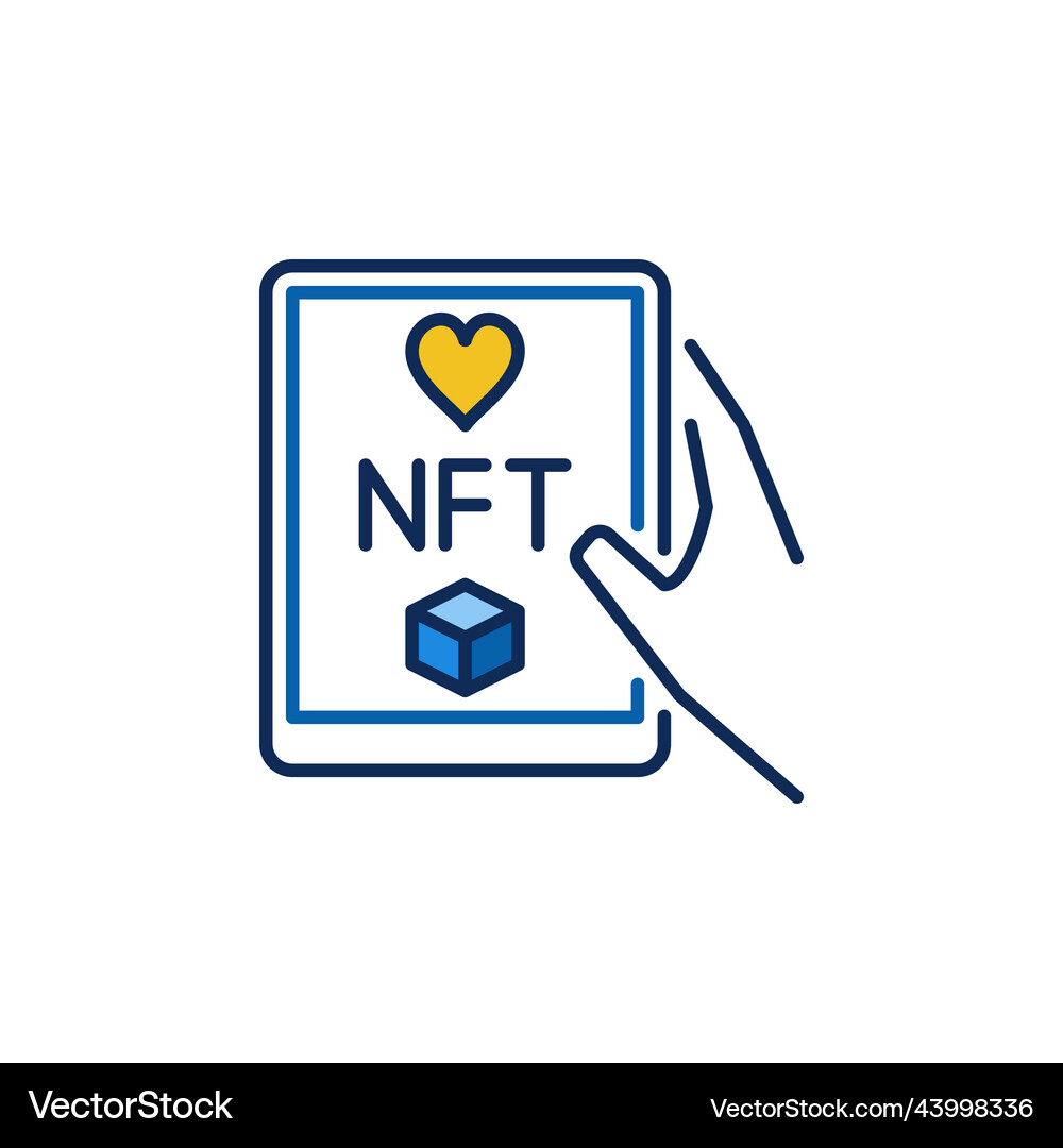 Nft on tablet screen non fungible token Royalty Free Vector