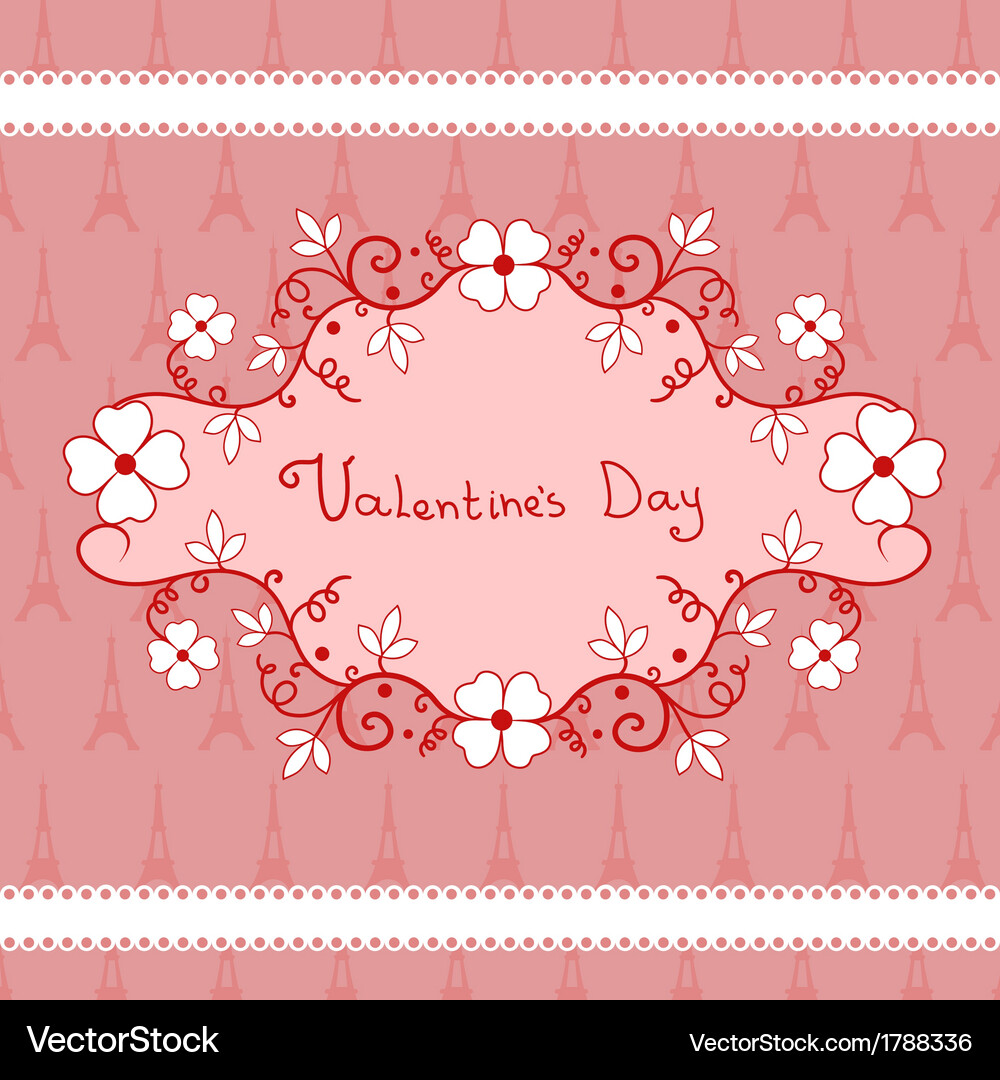 Romantic vignette with flowers valentines day Vector Image