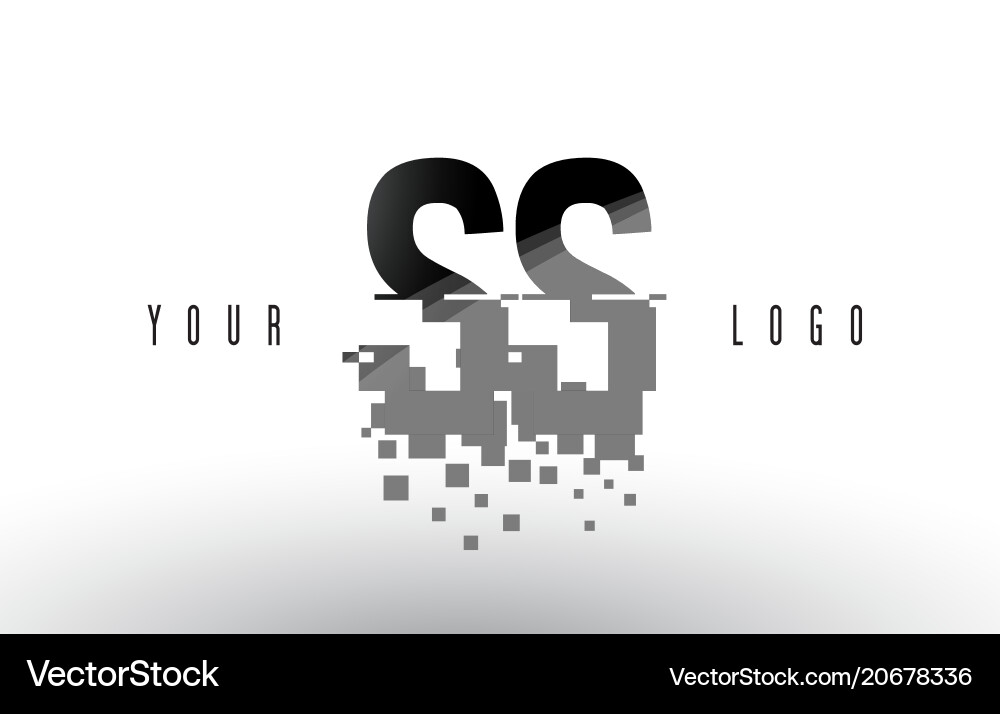 Ss s pixel letter logo with digital shattered Vector Image