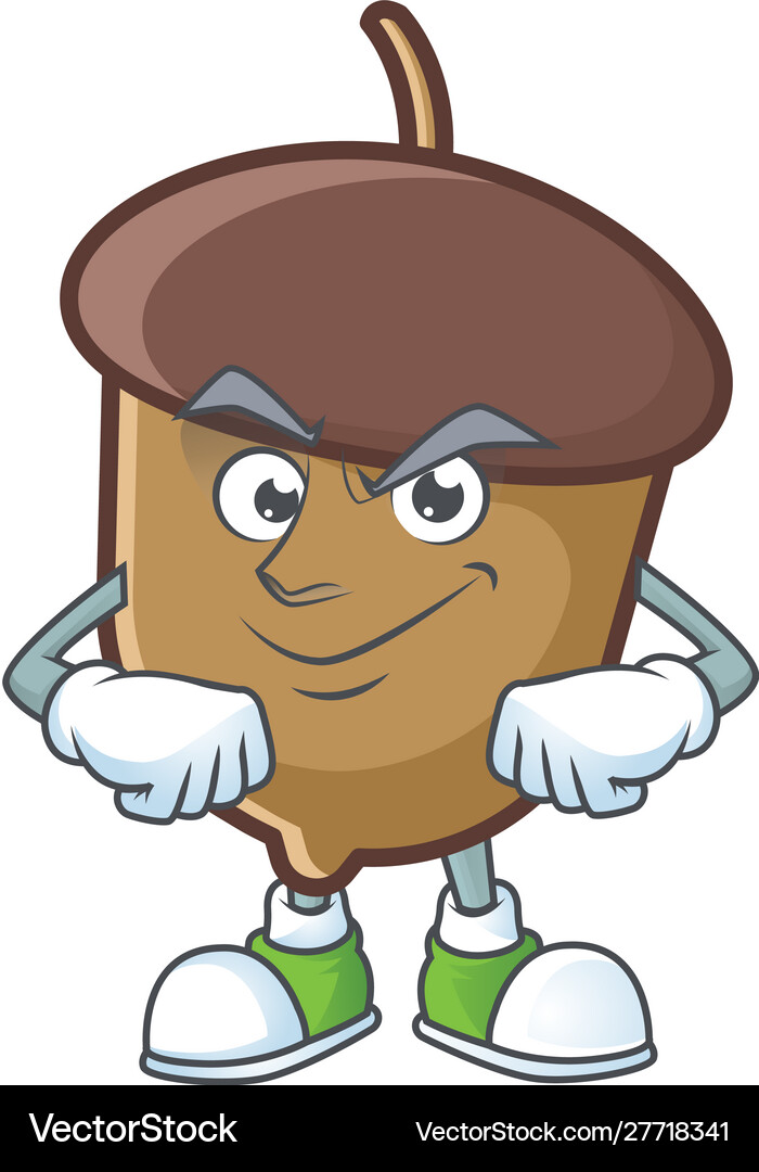 Acorn mascot with smirking on white background Vector Image