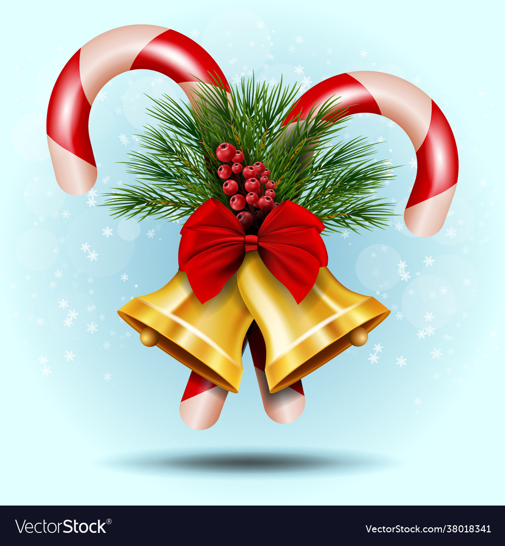 Christmas candy cane decorated with a bow Vector Image