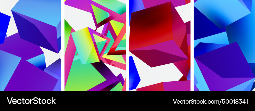 Composition of 3d cubes and other geometric Vector Image