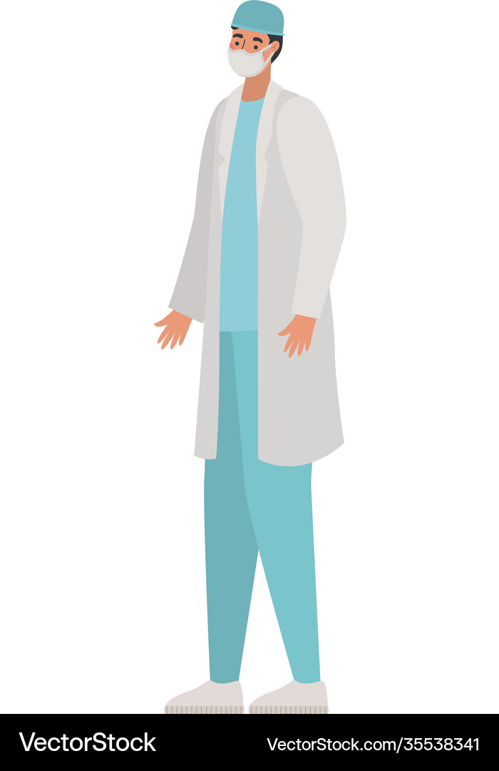 Doctor with safety mask on a white background Vector Image