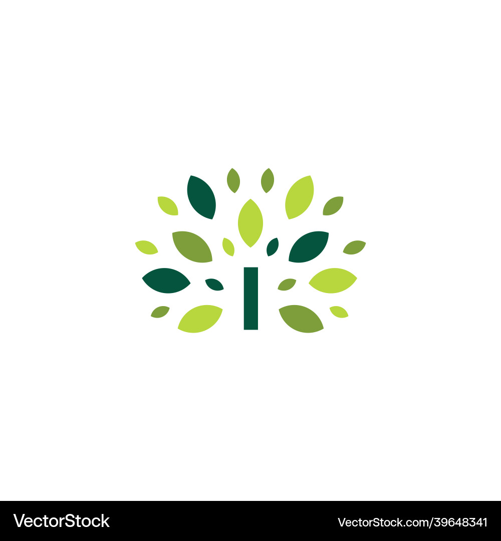 I letter tree leaf nature mark green logo icon Vector Image