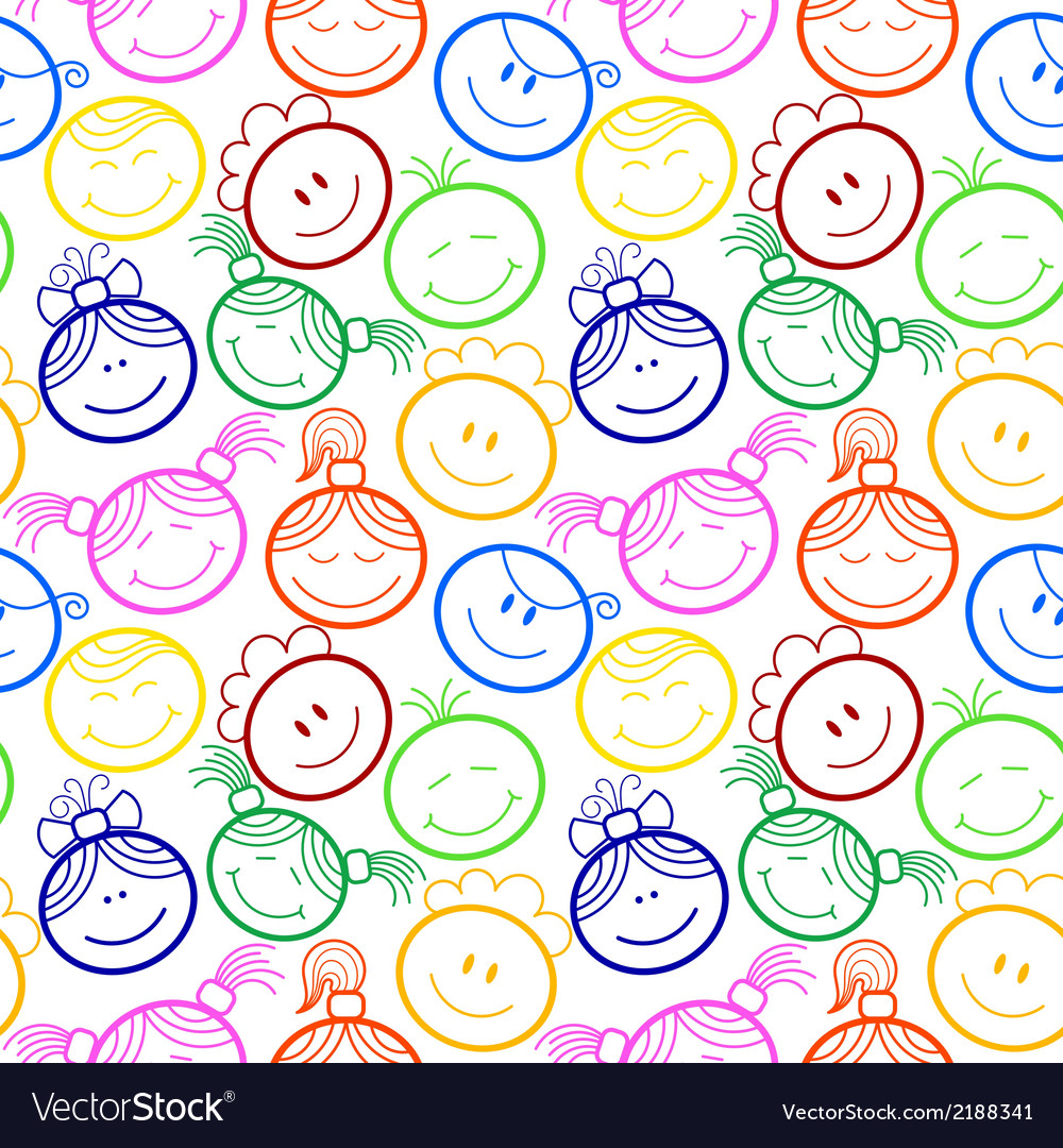 Seamless pattern with children faces Royalty Free Vector