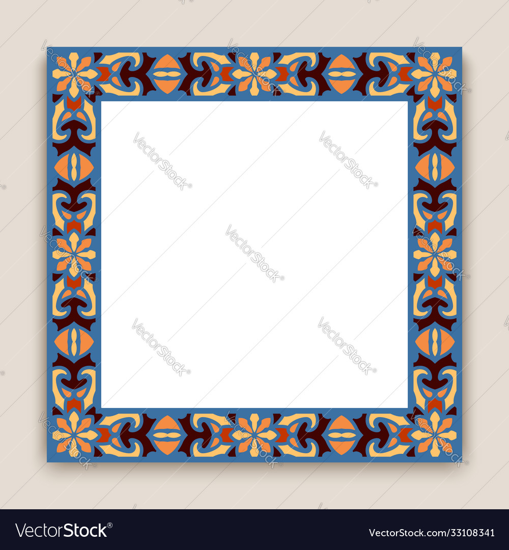 Square frame with ornamental pattern Royalty Free Vector