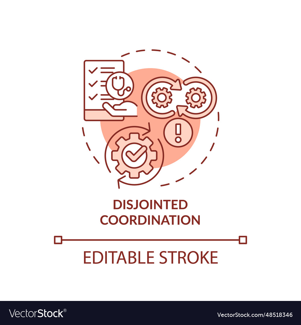 2d Thin Line Red Icon Disjointed Coordination Vector Image