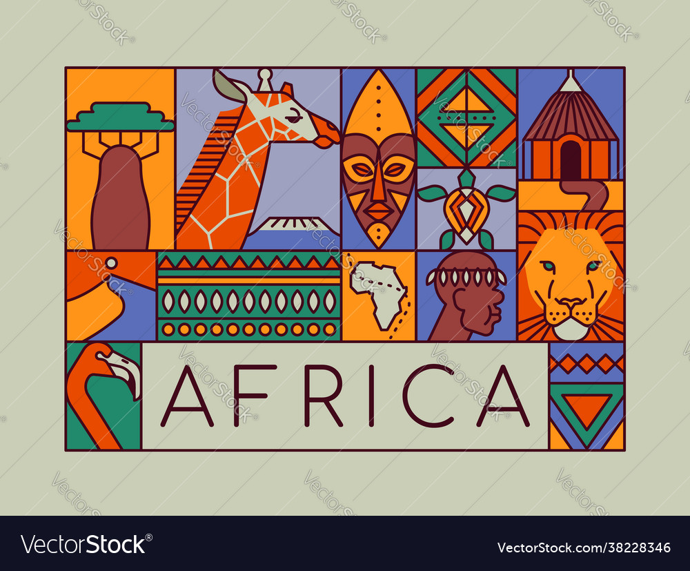 Africa continent travel safari wildlife concept Vector Image