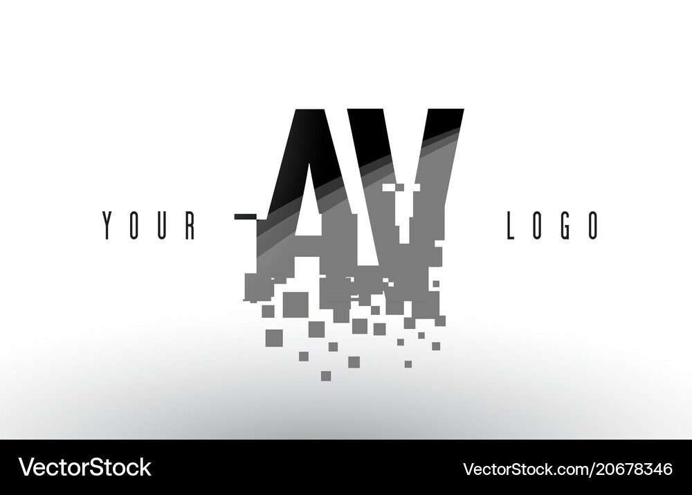 Av a v pixel letter logo with digital shattered Vector Image