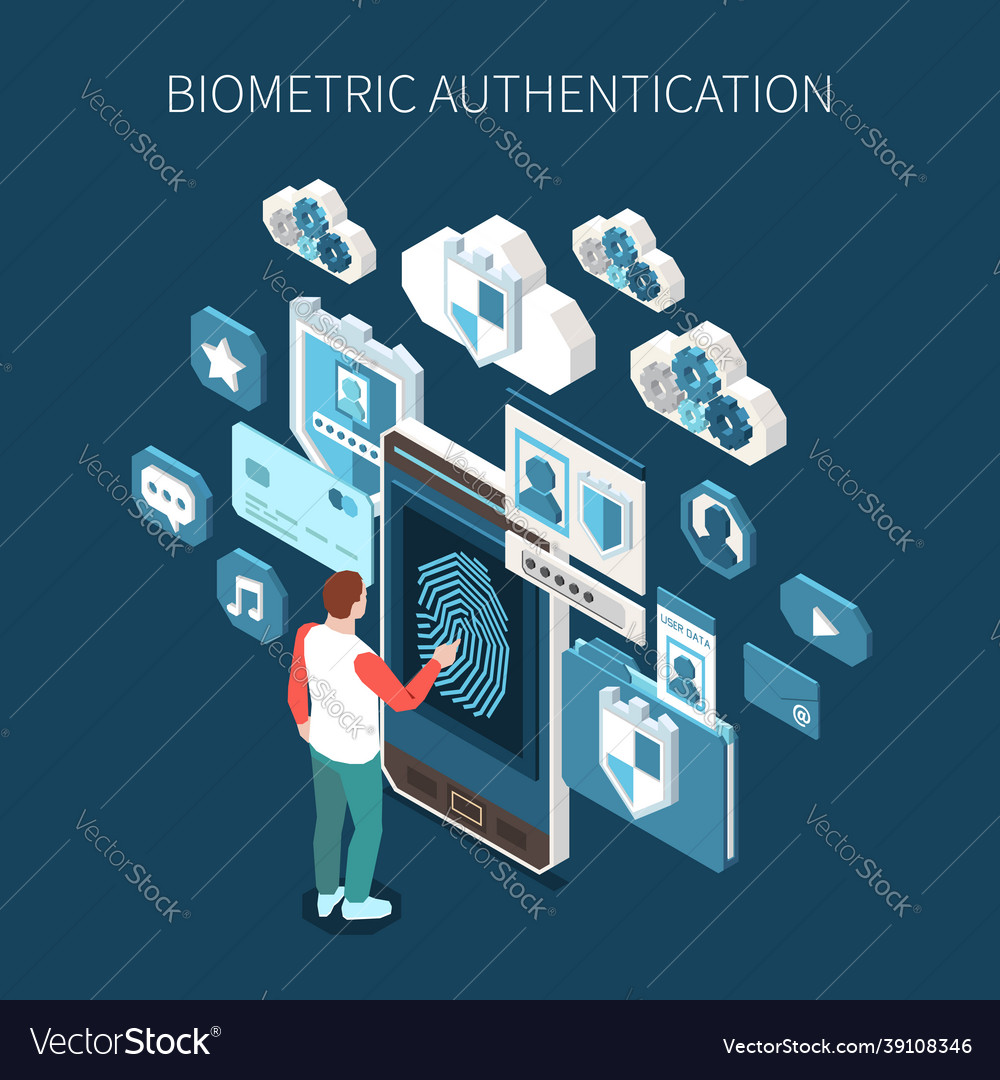 Biometrics authentication methods composition Vector Image