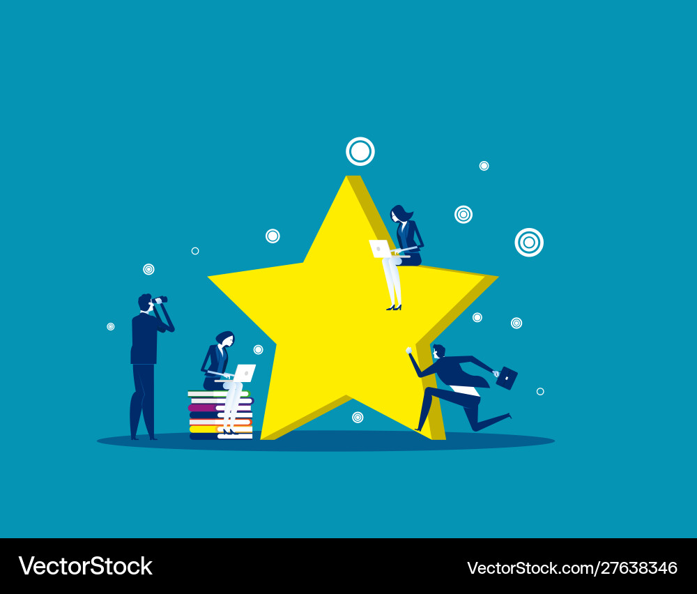 Business team working around big stars concept Vector Image